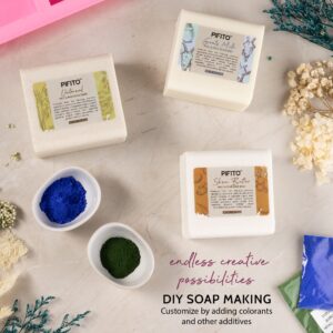 Pifito Soap Making Kit │ DIY Soap Making Supplies - 3 lbs Melt and Pour Soap Base (Shea Butter, Goats Milk, Oatmeal), 8-Pack Oxide Pigment Colorants Sampler, Mold and Instructions