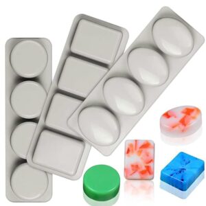 sj soap making molds kit, non-stick silicone molds 3pcs round rectangle oval soap mold