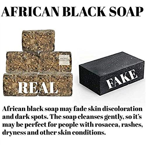 Premium African Black Soap - Pure 1 pound Bulk. Raw Organic Soap for Acne, Dry Skin, Rashes, Burns, Scar Removal, Face & Body Wash, From Ghana West Africa - Authentic African Moisturizer