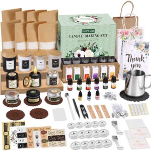 dopxxbb complete candle making kit, diy candle making supplies for adults, include soy wax, candle cups & tins candle wicks & light aroma type scents, liquid dyes & more