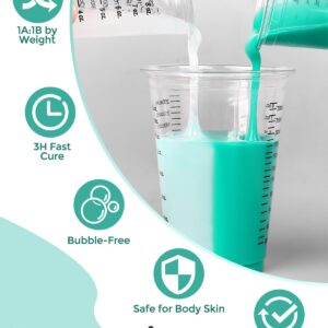 Nicpro 74oz Silicone Mold Making Kit, Platinum Liquid Silicone Rubber for Mold Maker, Jade Green Flexible & Food Safe Mix Ratio 1:1 for Casting 3D Resins Molds DIY with Mold Housing, Mixing Cups