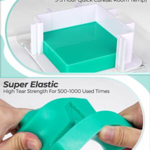 Nicpro 74oz Silicone Mold Making Kit, Platinum Liquid Silicone Rubber for Mold Maker, Jade Green Flexible & Food Safe Mix Ratio 1:1 for Casting 3D Resins Molds DIY with Mold Housing, Mixing Cups