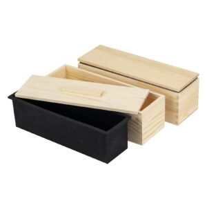 2pack 42 oz flexible rectangular silicone soap loaf molds kit with wood box for cp and mp making supplies