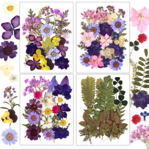 resiners 100pcs dried pressed flowers for resin molds, purple real pressed flowers dry leaves kit for art crafts resin jewelry making scrapbook supplies card making soap candle diy