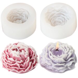 2pcs different sizes of peony flower silicone soap molds 3d large peony silicone candle mold diy handmade creative flower aromatherapy plaster resin soap making supplies kit home decoration handmade