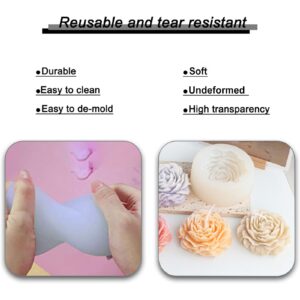 2pcs Different Sizes of Peony Flower Silicone Soap Molds 3D Large Peony Silicone Candle Mold DIY Handmade Creative Flower Aromatherapy Plaster Resin Soap Making Supplies Kit Home Decoration Handmade