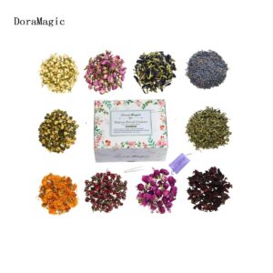 Natural Dried Flowers Kit 10 Bags, Dried Flowers Herbs for Soap Making,Candle, Resin Jewelry, Bath, Dried Flowers Bulk Include Rose Buds,Lavender,Jasmine and More