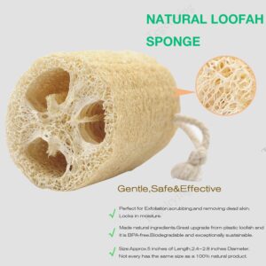 Exfoliating Loofah and Soap Mold Kit-Natural Loofah Sponges 4 Packs with Round Silicone Soap Mold Making Tray 6 Cavities for Body Back Skin Care Cleansing 5 inches Luffa with Jute Twine