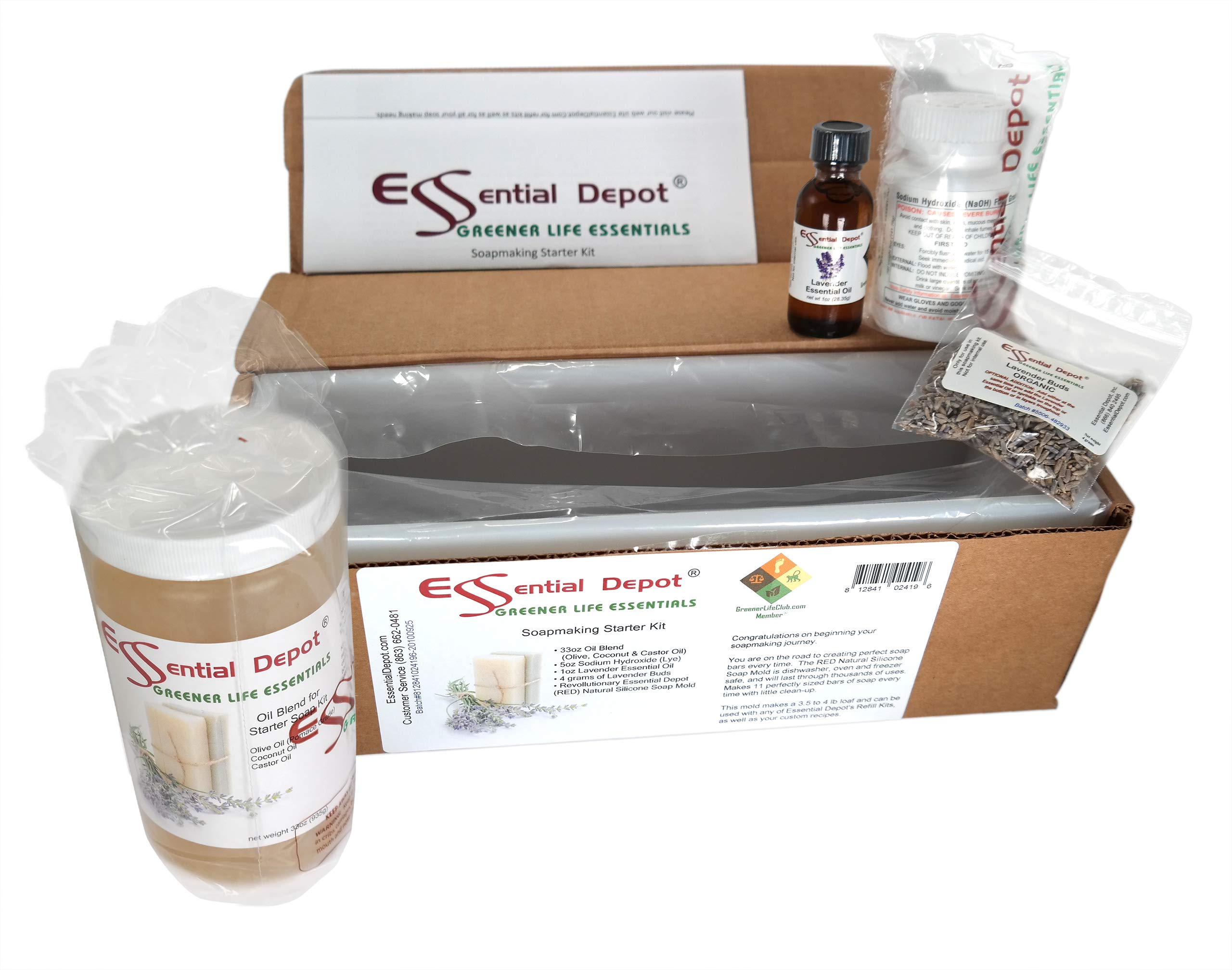 R.E.D. Soap Making Starter Soap Kit - Includes pre-Measured Ingredients to Make a loaf of soap and a R.E.D. Natural Silicone Mold