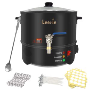 leerie 8qts /16lbs wax melter for candle making, l8 large electric wax melting pot of wax, soy wax business home candle making kit with heating core brass spout & temp control