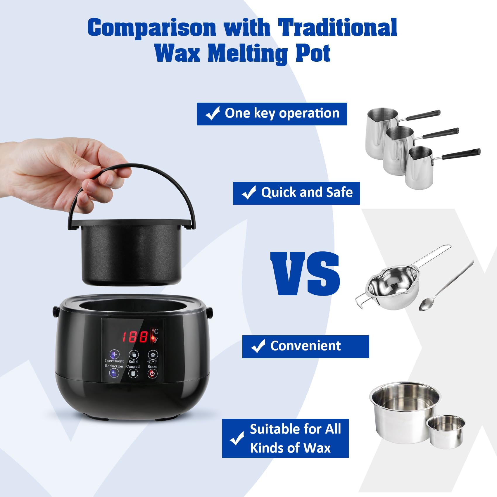 TCFUNDY Wax Melter for Candle Making, 8 Qts Electric Wax Melting Pot with Pour Spout and Temperature Controller, Digital Temperature Display, Fast Melting Candle Maker