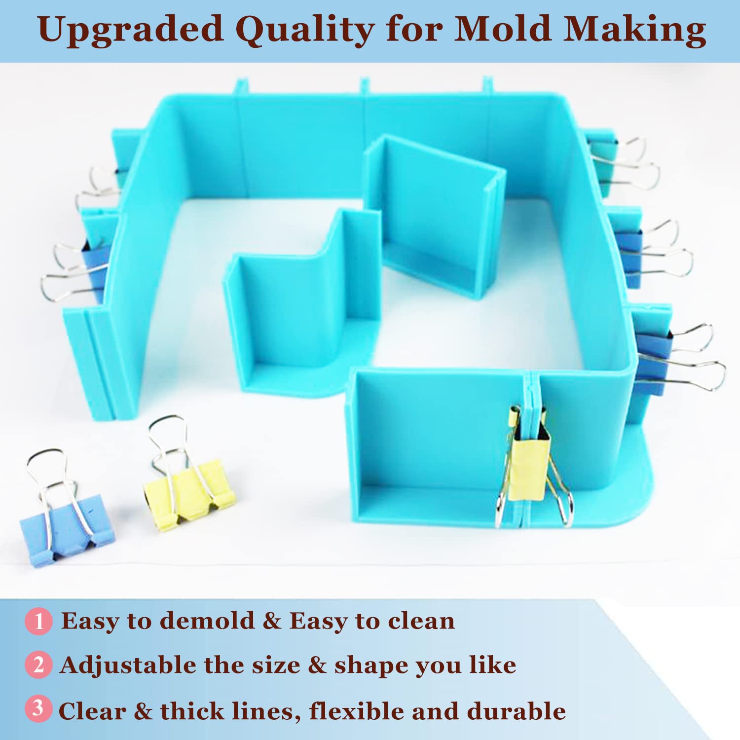 Silicone Soap Molds, AITRAI Adjustable Mold Housing with Base Sheet for Silicone Molds Making, Silicone Housing Frame Molds for Handmade Soap DIY Resin Candles Art Crafts