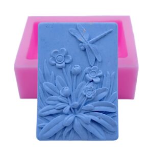 Dragonfly Flower Silicone Soap Mold Candle Mold Fondant Chocolate Candy Cake Decorating Baking Tools Polymer Clay Wax Silicone Molds