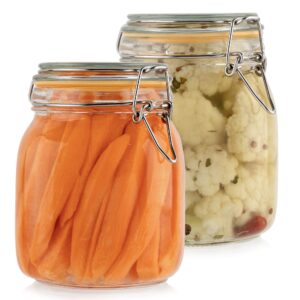 galashield glass jars with lids food storage jars with airtight lids leak proof glass canisters kitchen jars [set of 2-33 oz]