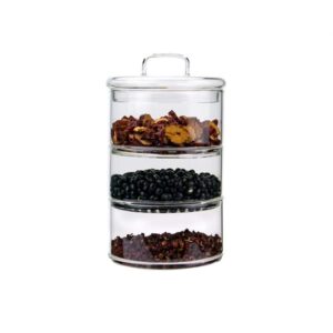 kingboo glass storage jars,4-tier stackable containers kitchen canisters canning with airtight hermetic seal clear glass lids (3 stack)