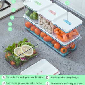 MineSign 6 Pack Stackable Fridge Organizers and Storage Clear Refrigerator Organizer Bins With Vented Lids And Drainer Plastic Container for Fruit Lettuce Produce Saver Keeper for Freezer Kitchen