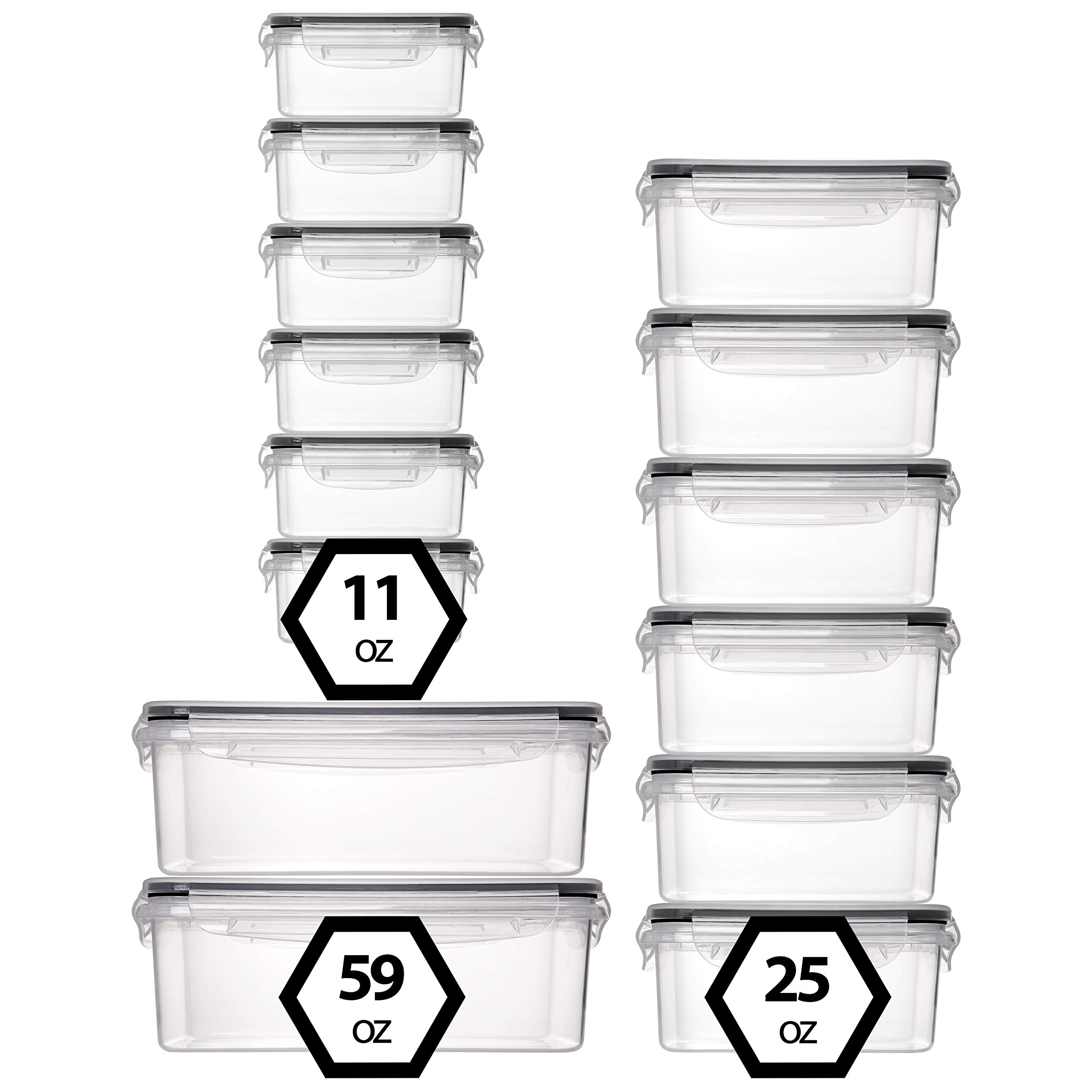 fullstar 28 PCS Plastic Food Storage Containers with Lids (14 Containers & 14 Lids), Leakproof BPA-Free Containers for Kitchen Organization, Meal Prep, Reusable Lunch Container - (Pack of 28)