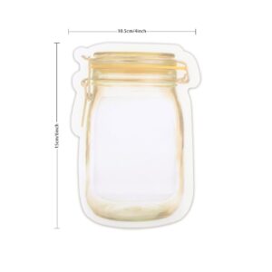 30Pcs Mason Jar Ziplock Bags-Size：15 * 9.5cm- Reusable Airtight Seal Food Storage Bags for Kitchen,Camping,Travel By Amber&Sean(Small)