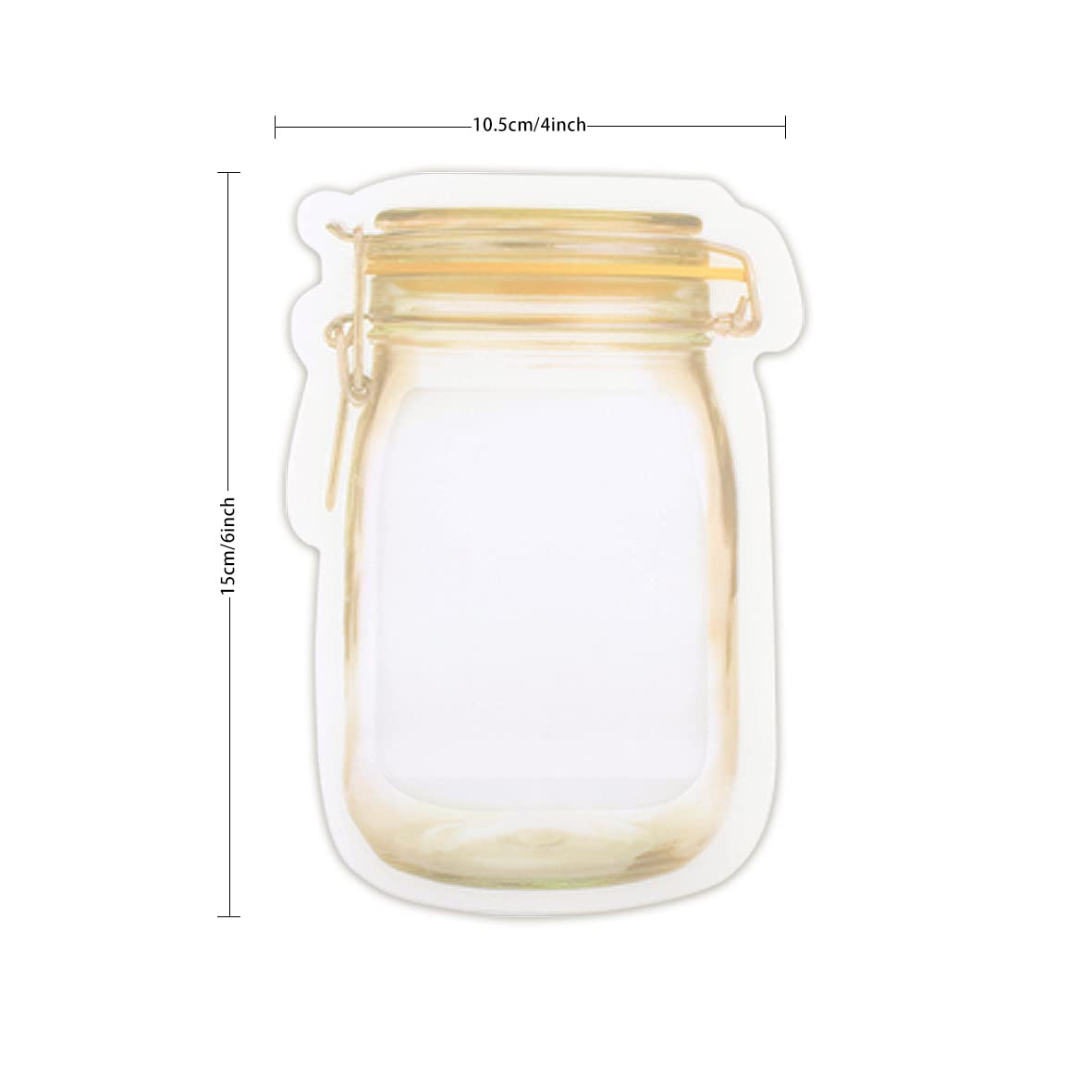 30Pcs Mason Jar Ziplock Bags-Size：15 * 9.5cm- Reusable Airtight Seal Food Storage Bags for Kitchen,Camping,Travel By Amber&Sean(Small)