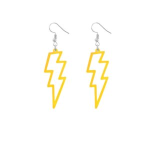 ruizhen 80s neon earrings halloween lightning earrings retro acrylic drop dangle for women 80's party (dark yellow)