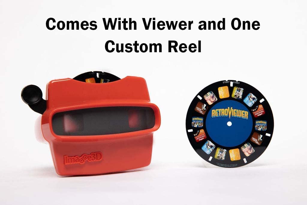 IMAGE3D Custom Viewfinder Reel Plus RetroViewer - for Kids, & Adults, Classic Toys, Slide Viewer, Retro, Vintage, May Work in Old Toys (Red)