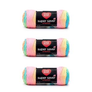 red heart super saver yarn, 3 pack, retro stripe 3 count