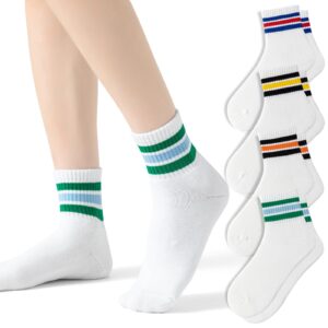 fszsaa novelty socks for women striped retro mini crew socks sporty calf socks casual cotton ankle socks women