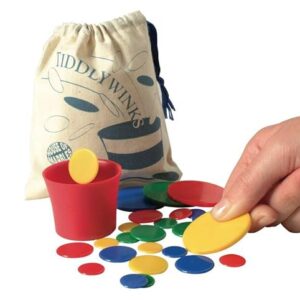 House of Marbles Tiddlywinks, a Traditional Family Game with 28 Multicolored Pieces, is a Timeless Retro Classic Travel Game for Kids or Adults with a Nostalgic Educational Board Game Feel