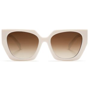 sojos big trendy polarized sunglasses womens oversized cateye sunnies lentes de sol para mujer sj2205, creamy white/gradient brown