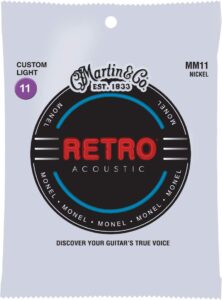 martin retro acoustic guitar strings - .011-.052 custom light (mm11)