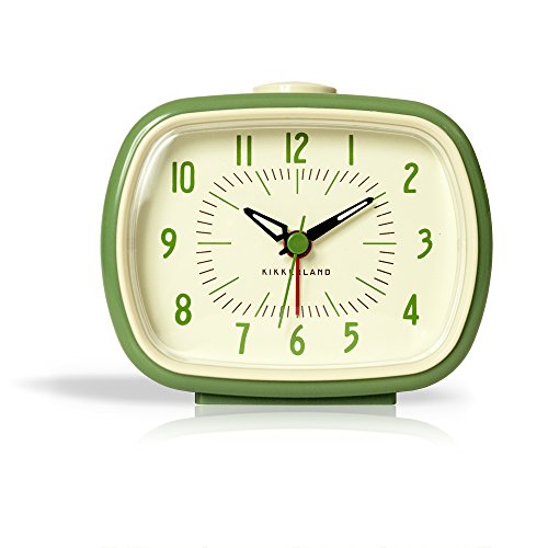 Kikkerland Battery Operated Retro Vintage Style Desktop Nightstand Bedside Office Classic Simple Alarm Clock, Beeping Alarm, Glow in Dark Hands, in Green