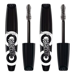 rimmel scandaleyes retro glam mascara redesign extreme black, 0.41 fl oz , 2 count (pack of 1)