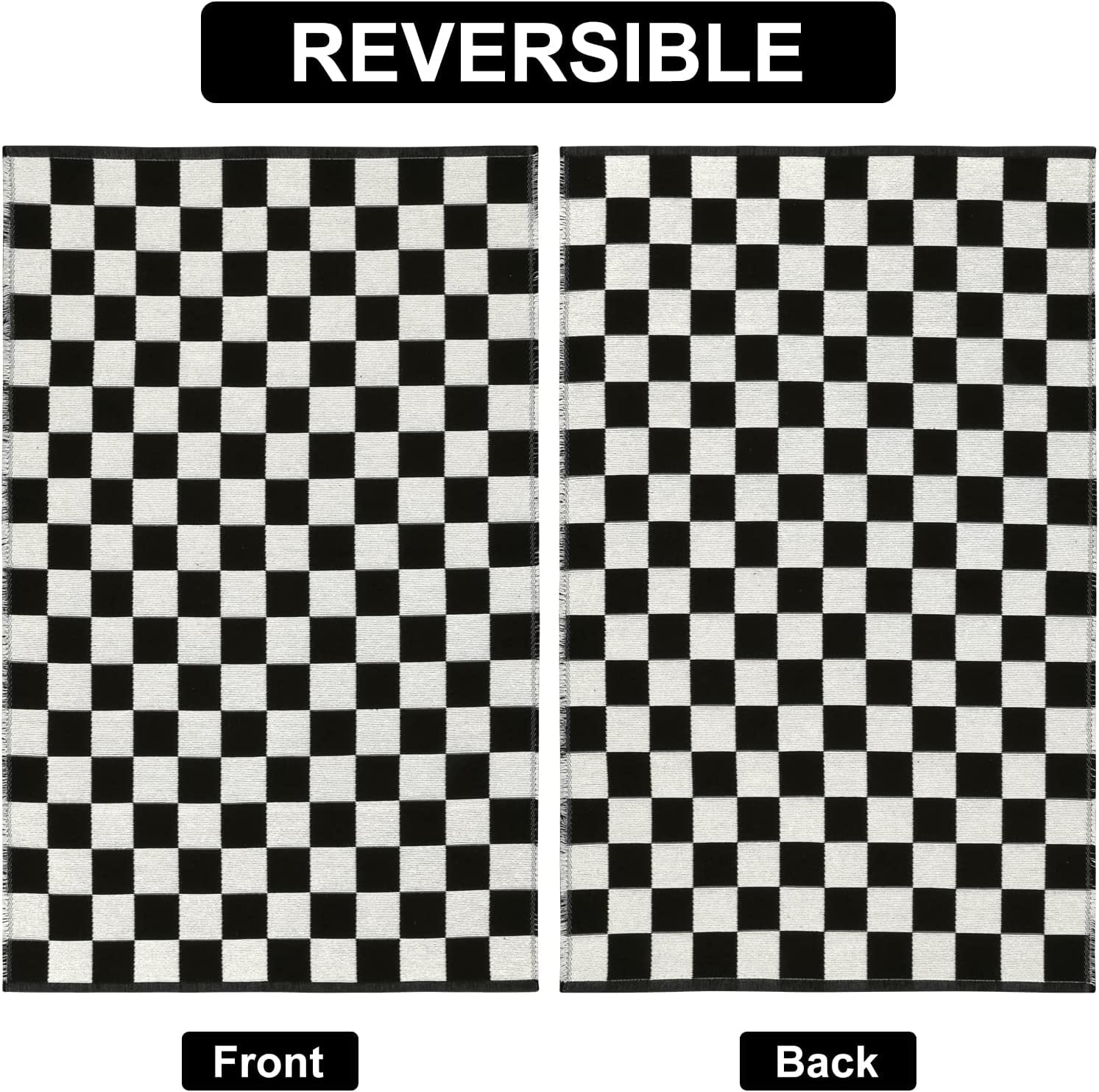 Seavish Checkered Rug, 5x8 Ft Black and White Rug Retro Checkerboard Moroccan Rug Lightweight Outdoor Washable Area Rug Carpet Rustic Decor for Living Room Bedroom Kitchen Patio