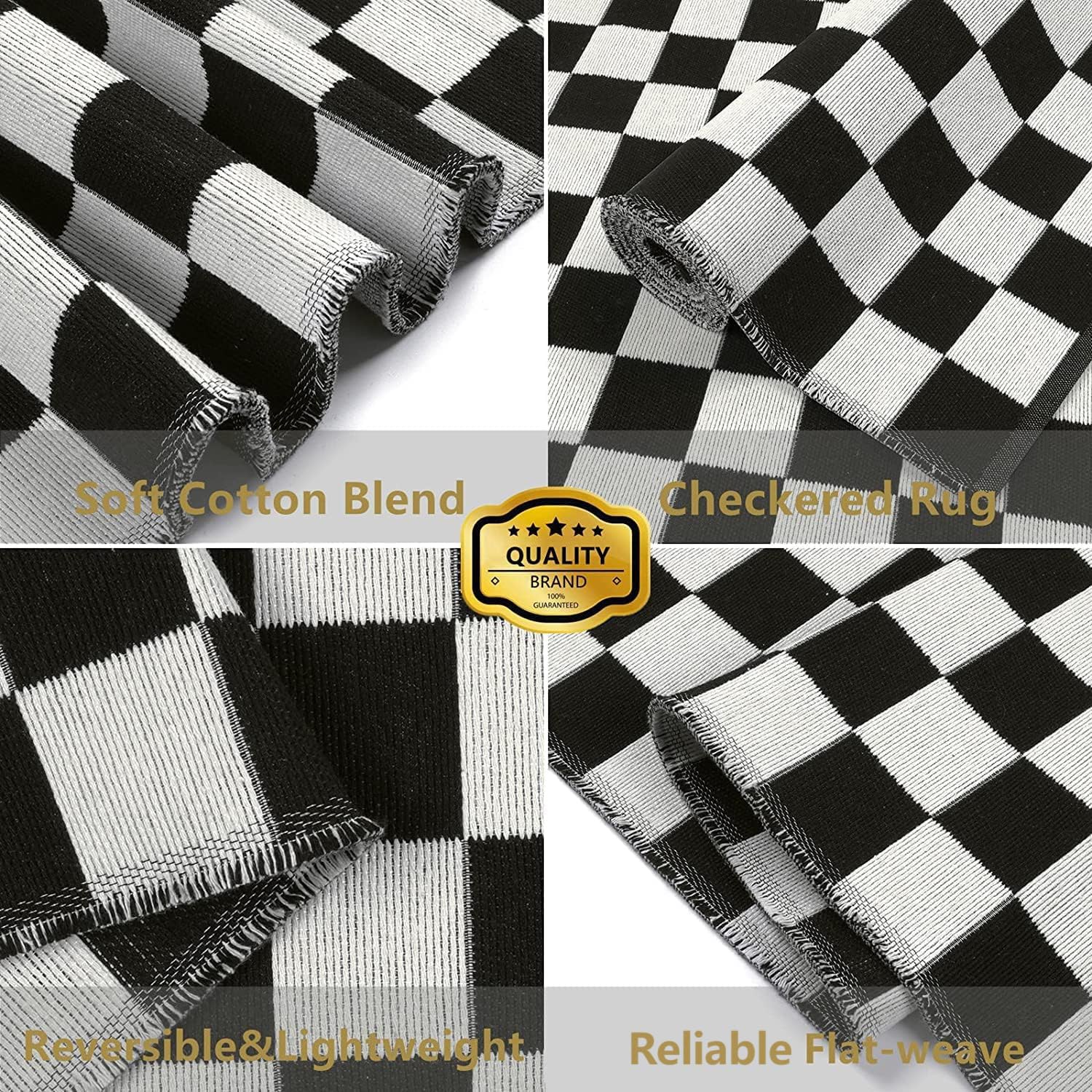 Seavish Checkered Rug, 5x8 Ft Black and White Rug Retro Checkerboard Moroccan Rug Lightweight Outdoor Washable Area Rug Carpet Rustic Decor for Living Room Bedroom Kitchen Patio