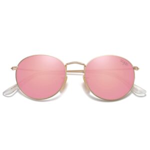 sojos small round polarized sunglasses for women men classic vintage retro shades uv400 sj1014, pink