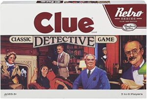 hasbro gaming retro series clue 1986 edition board game, classic mystery games for kids, family board games for 3-6 players, family games, ages 8+