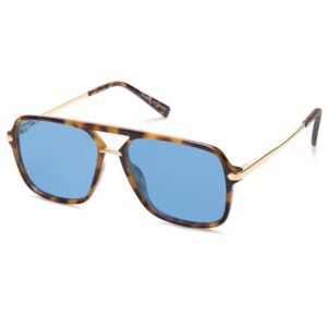 SOJOS Sunglasses for Women & Men, Square, Retro, Polarized Lens, Trendy Aviator, 90s Shades (SJ2229, Brown Tortoise Blue)