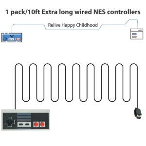 Nes Classic Controller for Nintendo Nes Mini Classic Edition Console, Retro Nes Gamepad Controller with 10FT Extra Long Cable - Nes Controller