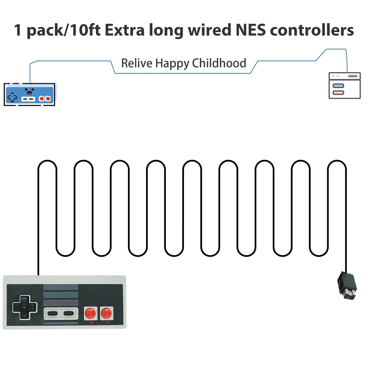 Nes Classic Controller for Nintendo Nes Mini Classic Edition Console, Retro Nes Gamepad Controller with 10FT Extra Long Cable - Nes Controller