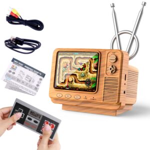 retro video games console for kids adults built-in 308 classic electronic game 3.0'' screen mini tv games console support tv output and usb charging birthday xmas gift for boys girl 4-12 (brown)