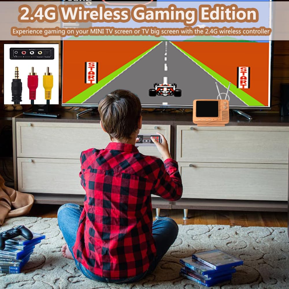 Retro Video Games Console for Kids Adults Built-in 308 Classic Electronic Game 3.0'' Screen Mini TV Games Console Support TV Output and USB Charging Birthday Xmas Gift for Boys Girl 4-12 (Brown)