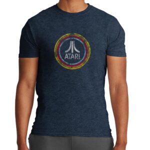 ripple junction atari men's short sleeve t-shirt distressed classic retro fuji logo in circles vintage gaming xl hea. navy