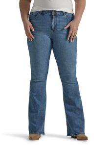 lee women's plus size legendary mid rise flare jean, elevated retro