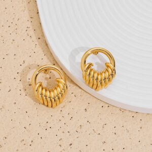 Geometric Round Drop Dangle Earrings for Women 18K Statement Retro Earrings Multiple Styles Jewelry Gift