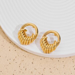 Geometric Round Drop Dangle Earrings for Women 18K Statement Retro Earrings Multiple Styles Jewelry Gift