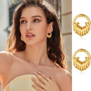 Geometric Round Drop Dangle Earrings for Women 18K Statement Retro Earrings Multiple Styles Jewelry Gift