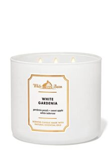 bath & body works white barn scented 3-wick candle in white gardenia