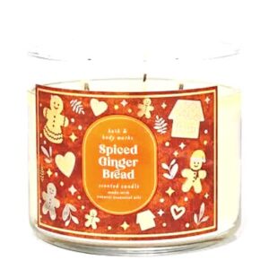 bath & body works, white barn 3-wick candle w/essential oils - 14.5 oz - 2021 christmas scents! (spiced gingerbread)