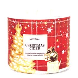 bath & body works, white barn 3-wick candle w/essential oils - 14.5 oz - 2021 christmas & winter scents! (christmas cider)