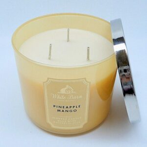 white barn 3-wick scented candle in pineapple mango, yellow